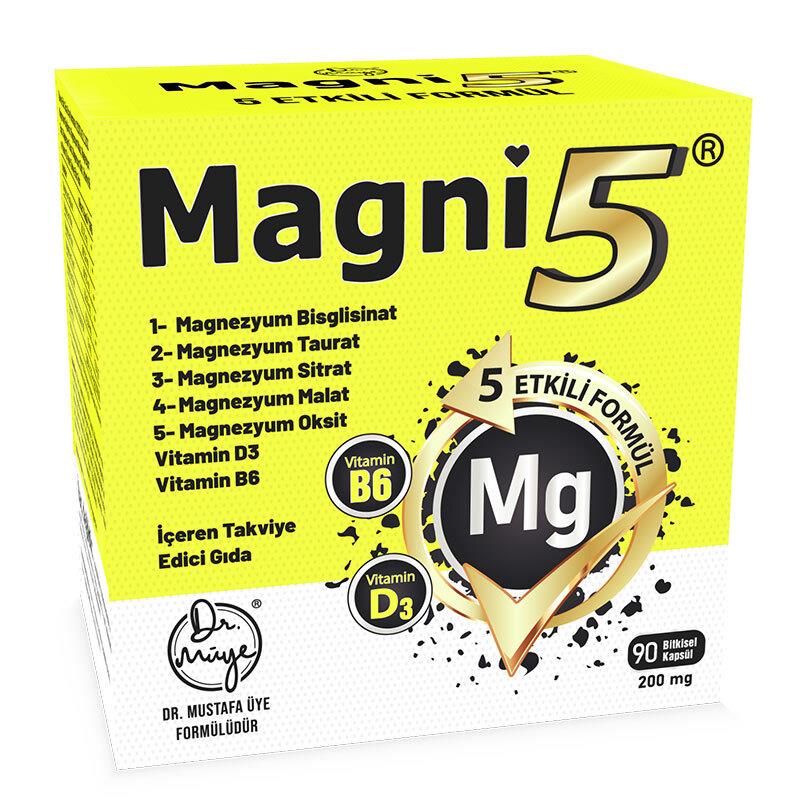 Magni5 Magnezyum Vitamin D3 B6 İçeren Takviye Edici Gıda - 90 Kapsül ...